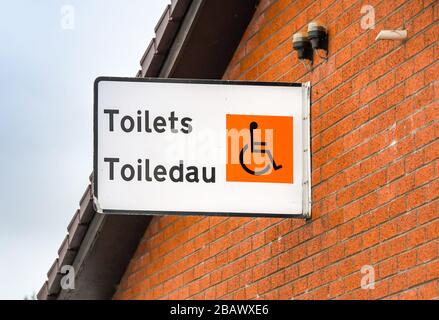 Bilingual Welsh English Toilet Sign Stock Photo - Alamy