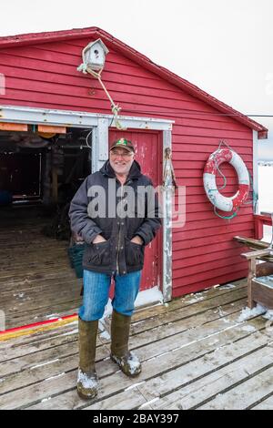 Desmond Adams, a native Newfoundlander, in front of his stage in Joe ...