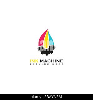 This logo depicts an ink machine tool by using 2 symbols namely the ink ...