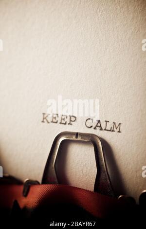 The sentence, Keep Calm, written with a typewriter Stock Photo - Alamy