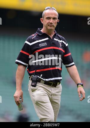 Harlequins Director of Rugby Conor O'Shea (left) chats with coach Mark ...