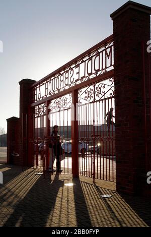 A general view of the gates outside the stadium as the fans arrive ...