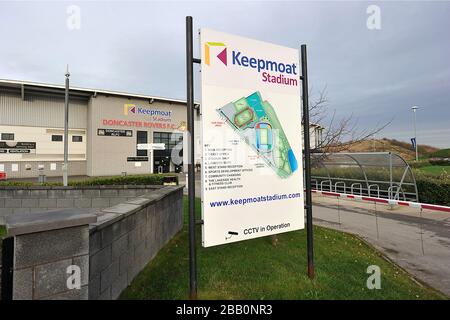 Signage at Keepmoat Stadium Stock Photo - Alamy