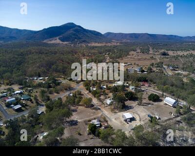 Aerial of the small mining community of Mount Perry near Bundaberg ...