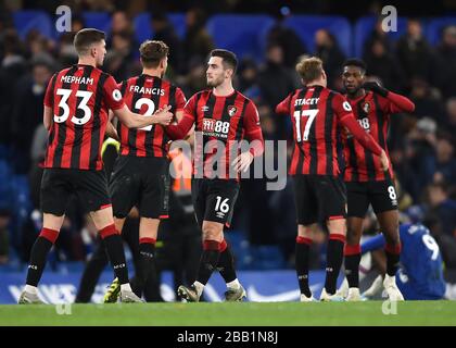 Bournemouth's Chris Mepham (right) and Simon Francis celebrate after ...