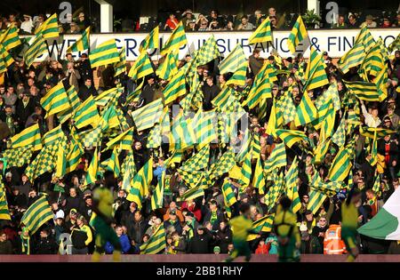 Norwich City fans show their support in the stands during the Sky Bet ...