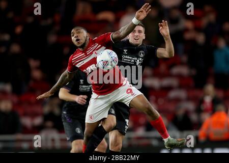 Middlesbrough's Britt Assombalonga and Charlton Athletic's Ben ...