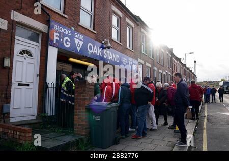Forest fans in the stand before kickoff during the Premier League match ...
