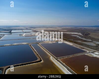 Salt harvesting using solar evaporation ponds at Port Alma Queensland ...