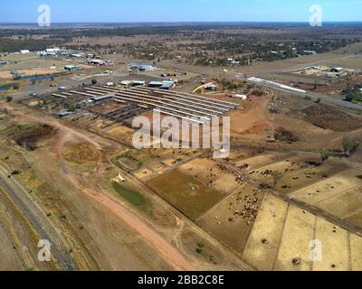 Aerial of the Roma livestock sale yards, the largest in the world ...