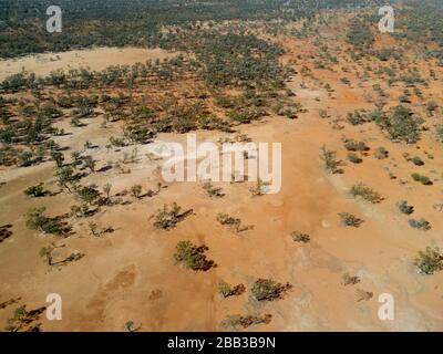Aerial of the Eulo Mud springs which are unique to the area and are ...