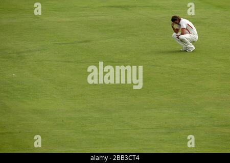 Lancashire's Oliver Newby takes a break from the action Stock Photo - Alamy