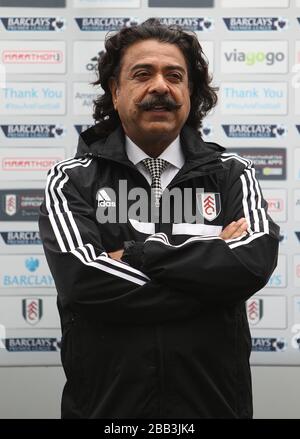 Fulham owner and Chairman Shahid Khan (right) with Ray Stubbs before ...