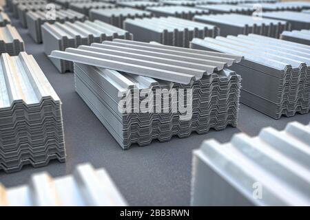 This corrugated metal building material with horizontal ridges makes a ...