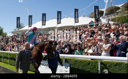 Tom Queally celebrates winning the Qipco Sussex stakes on Frankel Stock ...