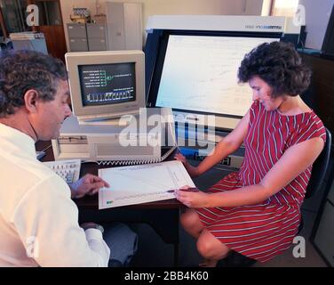 Computer training in 1992, UK office Stock Photo - Alamy