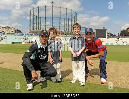 Surrey captain Vikram Solanki (left), Zander de Bruyn (2nd left), Ricky ...