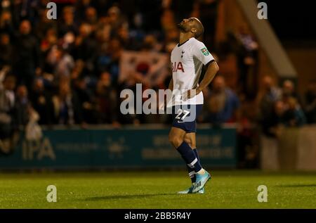 Tottenham Hotspur's Lucas Moura looks dejected after missing a penalty ...
