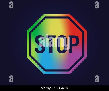 The rainbow stop warning sign flat icon street symbol vector format ...