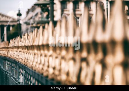 Golden arrowhead fence. Place de la Concorde. Paris. France Stock Photo ...