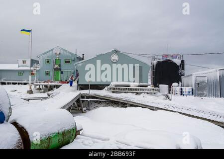 Vernadsky research base, Ukrainian Antarctic station at Marina Point on ...