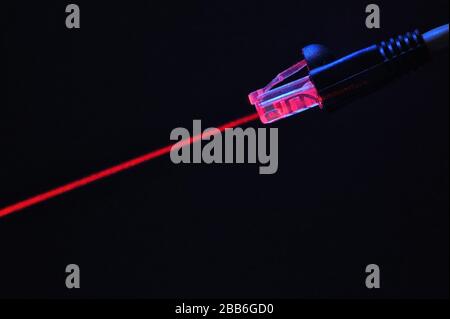 Lan Cable Is Connecting Internet and Red Laser Stock Photo - Alamy