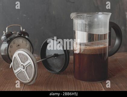 Strong coffee. Caffeine drink. Wake up with coffee. A bright morning ...