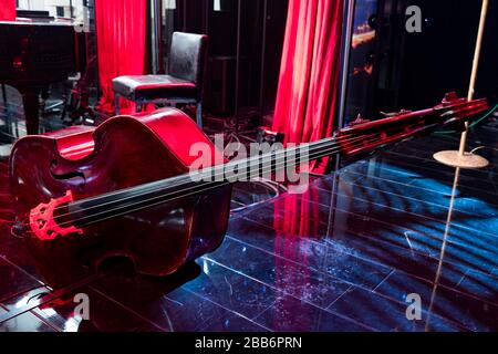 Cello Music instruments on a stage Stock Photo - Alamy