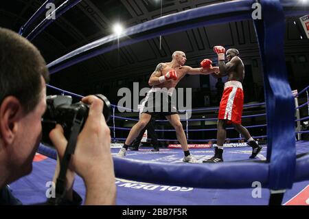 Danny McIntosh (Norwich, black shorts) defeats Nick Okoth (Battersea ...
