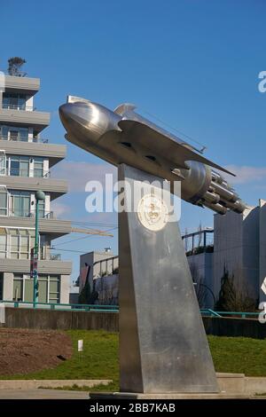 The Centennial Rocket Ship stainless steel and bronze sculpture in ...
