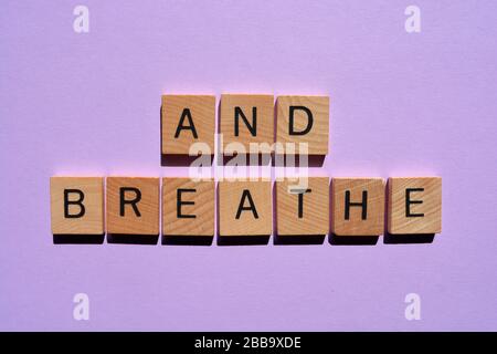 Take it easy. Take it easy. Banner in purple and green. Advice ...