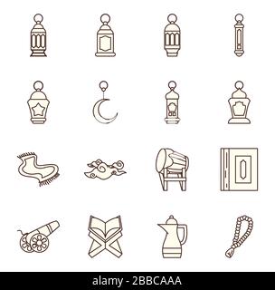Ramadan kettle line style icon design, Islamic muslim religion culture ...