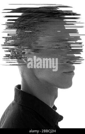 man face with glitch effect Stock Photo - Alamy