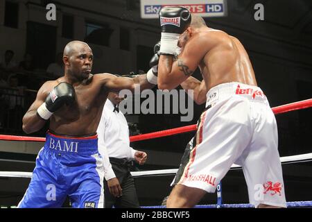 Bradley Pryce (white shorts) defeats Ted Bami in a Welterweight boxing ...