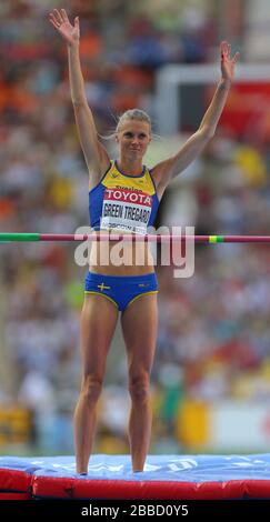 Sweden's Emma Green Tregaro after a jump in the final of the women's ...