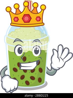 Matcha bubble tea cartoon character style with happy face Stock Vector ...