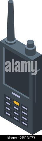 Cartoon police radio, black walkie-talkie speaker. vector illustration ...