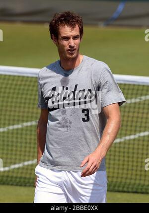 Great Britain's Andy Murray practices ahead of the Wimbledon tennis ...