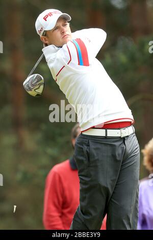 England's Tom Lewis tees off the 4th during day three of The Open ...