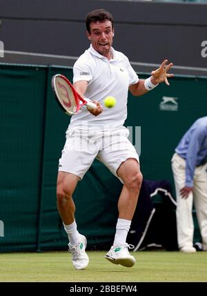 Roberto Bautista Agut in action against Jakub Mensik on day ten of the HSBC Championships at The ...