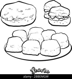 an illustration of a delicious jam and cream scone with fresh ...