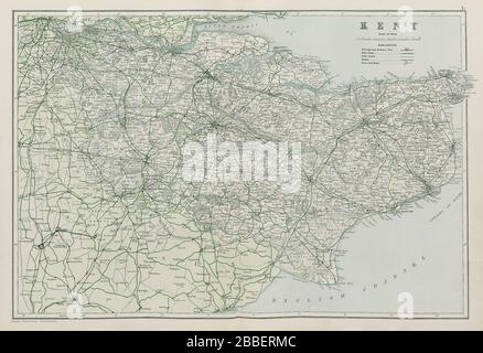 KENT. Showing Parliamentary divisions, boroughs & parks. BACON 1934 old ...