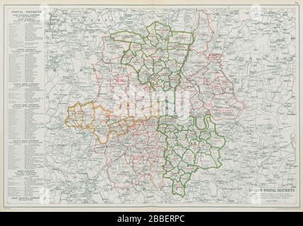 LONDON POSTAL DISTRICTS. Post code areas. N NW W SW SE E. BACON, 1927 ...