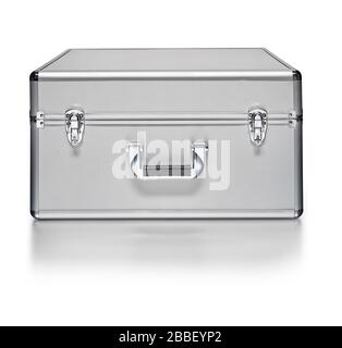 silver metal equipment case suitcase cut out cut-out Stock Photo - Alamy