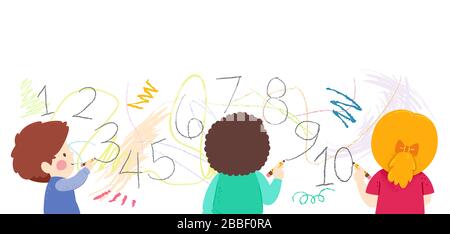 Illustration of a Kid Writing Numbers Stock Photo - Alamy