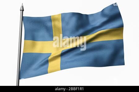 Sweden Flag on Flagpole Stock Photo - Alamy