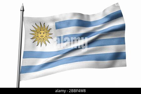 Uruguay Flag on Flagpole Stock Photo - Alamy