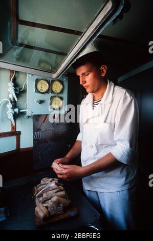 Chef cooking in galley on board a merchant ship Stock Photo - Alamy