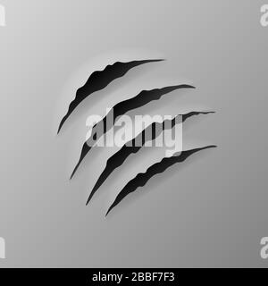 Realistic claw rip slash pattern on transparent background. Vector ...