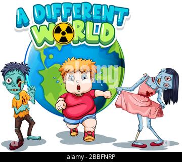 Planet Earth zombie. Zombies world Cartoon vector illustration Stock ...